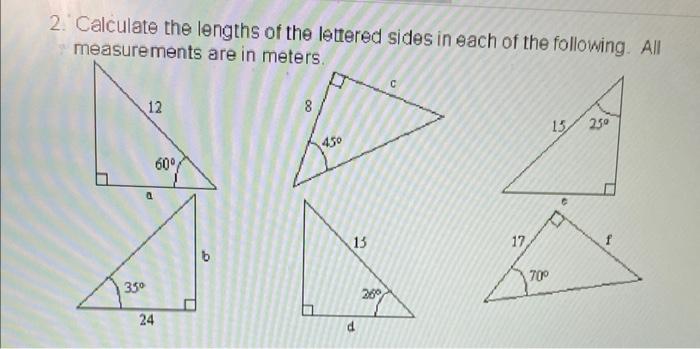 Solved 2. "Calculate the lengths of the lettered sides in | Chegg.com