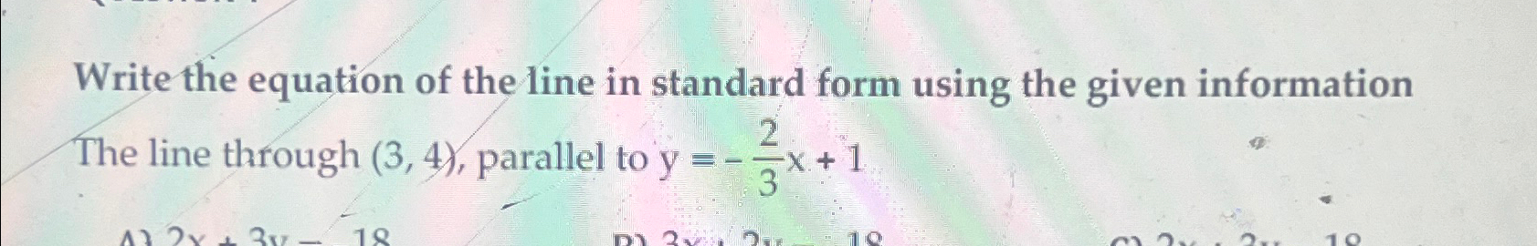 Solved Write the equation of the line in standard form using | Chegg.com
