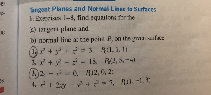 Solved Tangent Planes and Normal Lines to Surfaces In | Chegg.com