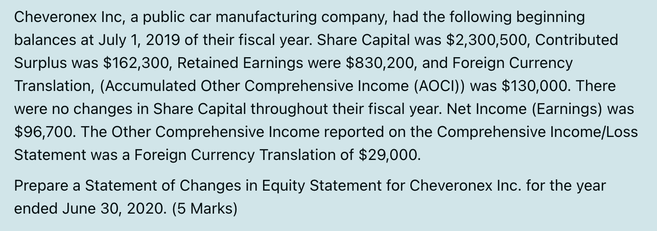 Cheveronex Inc, a public car manufacturing company, | Chegg.com