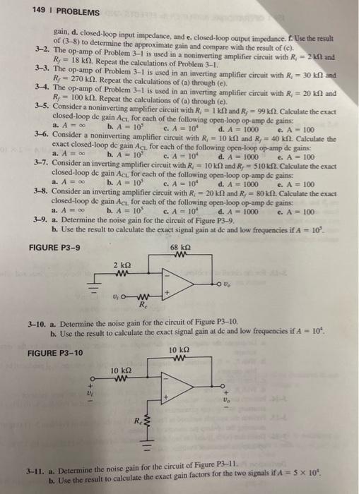 Solved gain, d. closed-loop input impedance, and e. | Chegg.com