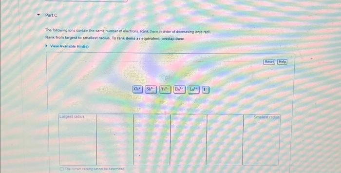 Solved Part C The following ions contain the same number of | Chegg.com