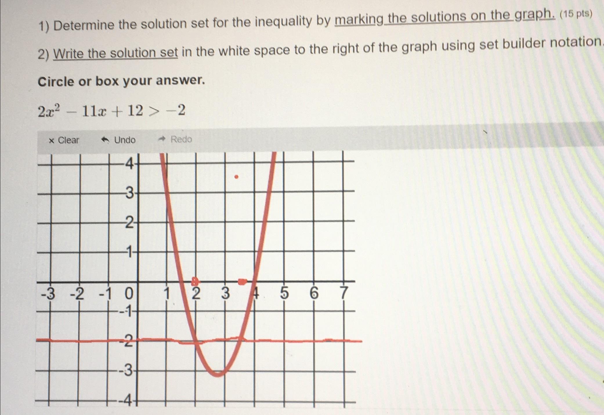 Solved Determine the solution set for the inequality by | Chegg.com