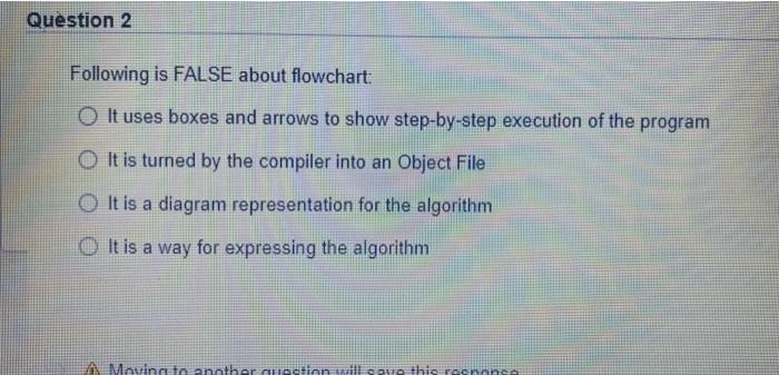 Solved Question 2 Following is FALSE about flowchart: It | Chegg.com