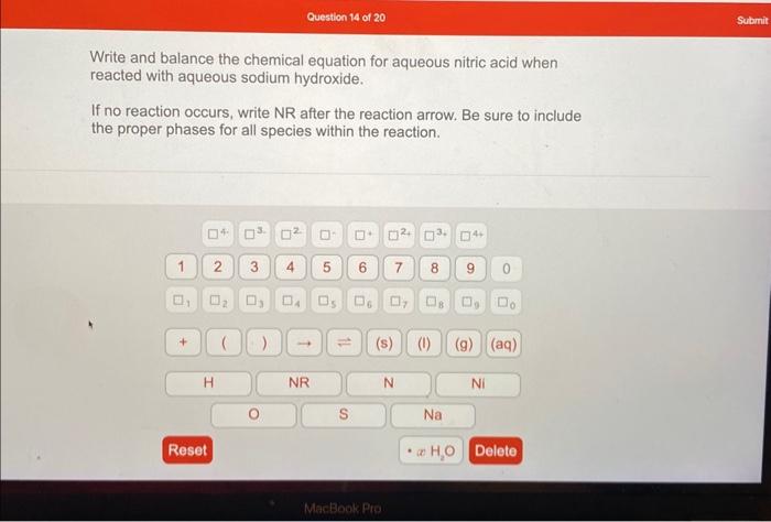 Solved Write and balance the chemical equation for aqueous | Chegg.com