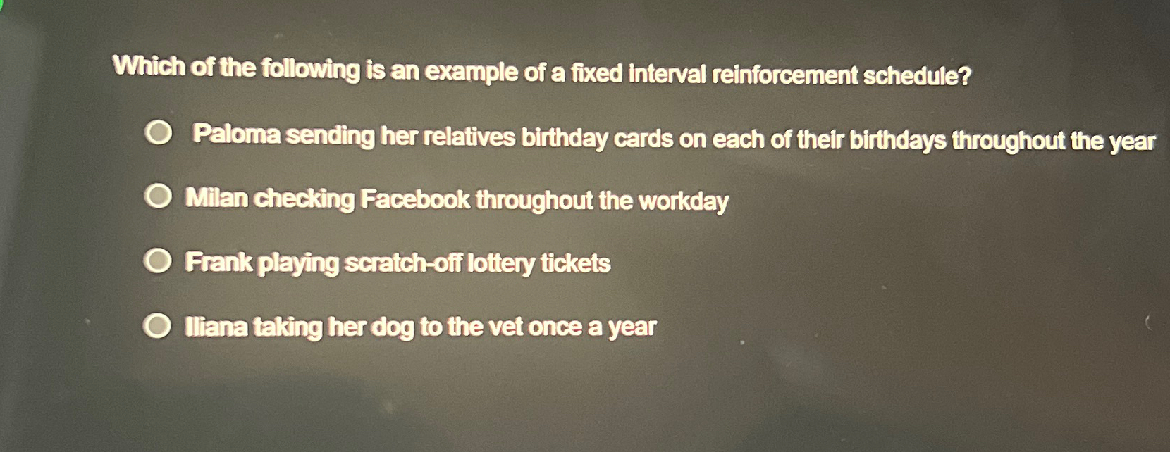 Solved Which of the following is an example of a fixed | Chegg.com