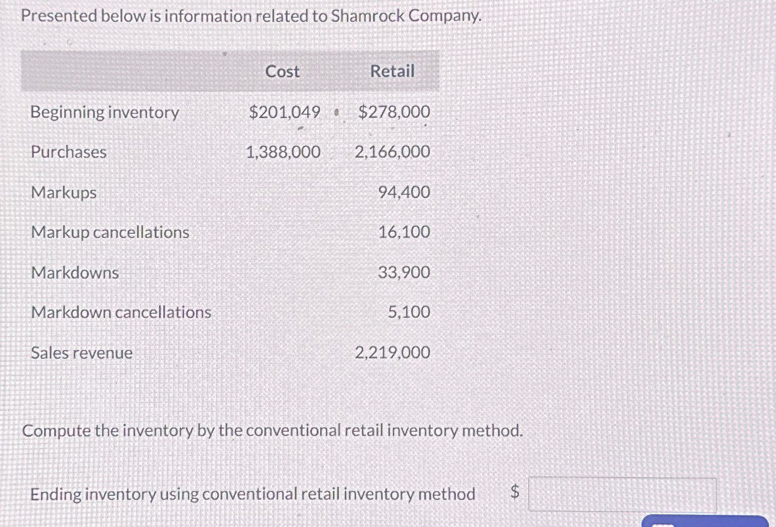 Solved Presented below is information related to Shamrock | Chegg.com
