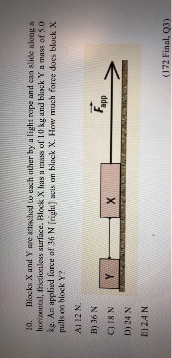 Solved 10. Blocks X and Y are attached to each other by a | Chegg.com