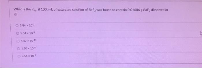 Solved What is the Ksp, if 100 . mL of saturated solution of | Chegg.com