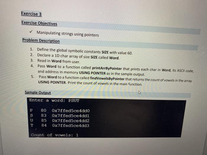 Solved Exercise 3 Exercise Objectives Manipulating strings | Chegg.com