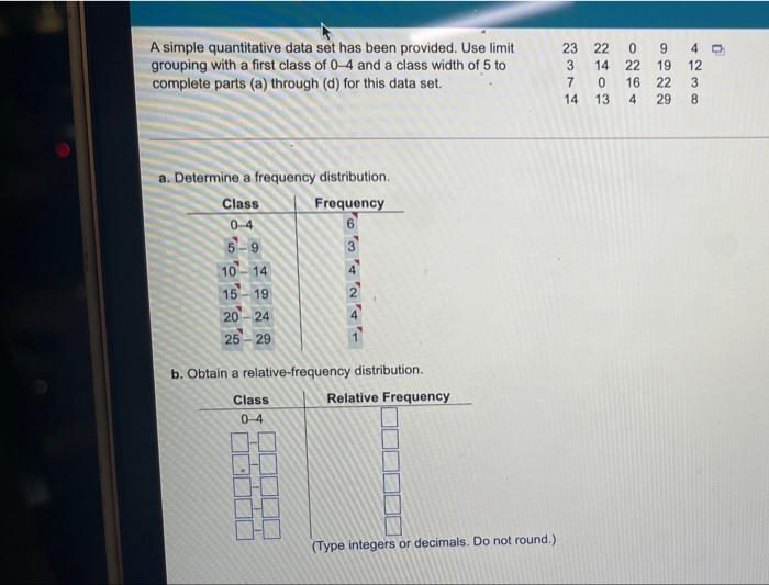 Solved 0 A simple quantitative data set has been provided. | Chegg.com