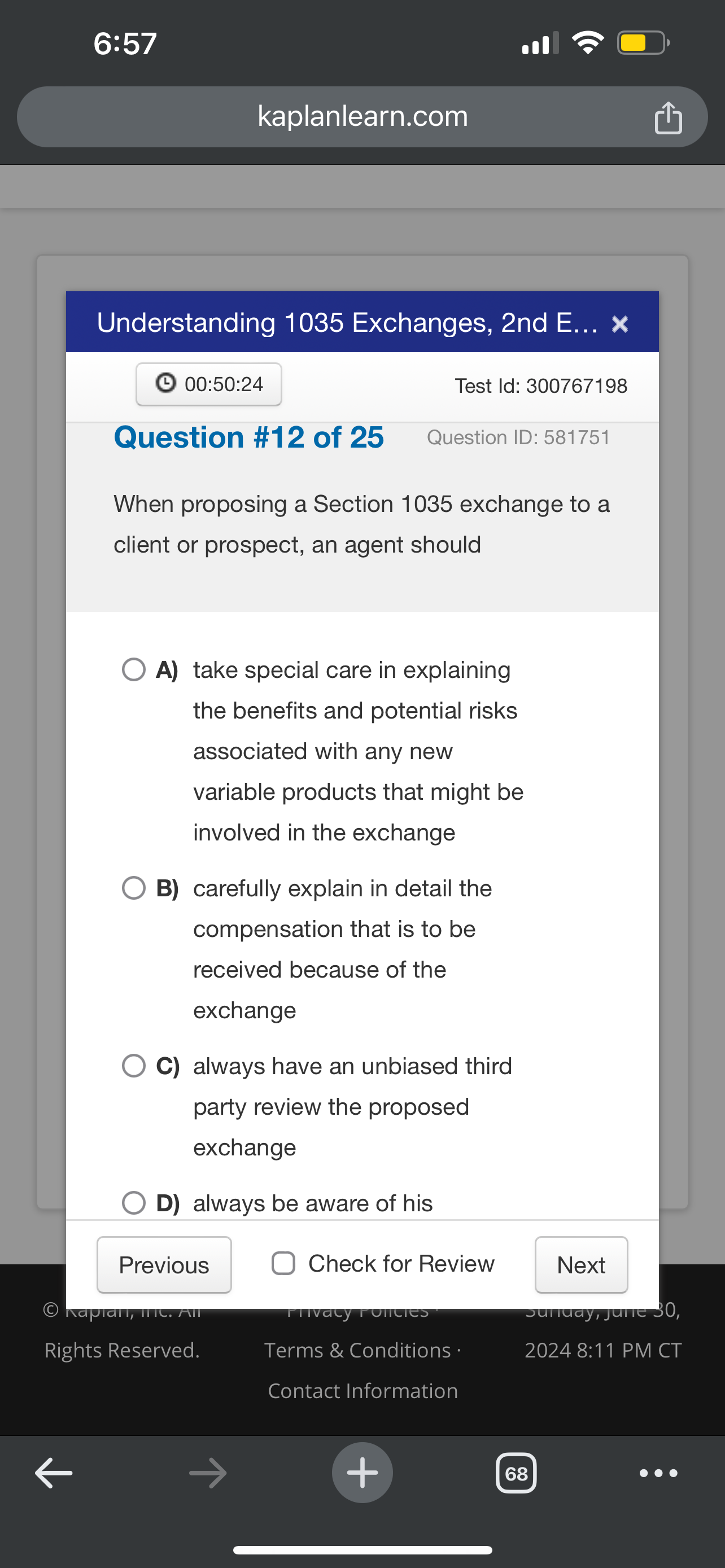 Solved Understanding 1035 ﻿Exchanges, 2nd E...Test Id: | Chegg.com