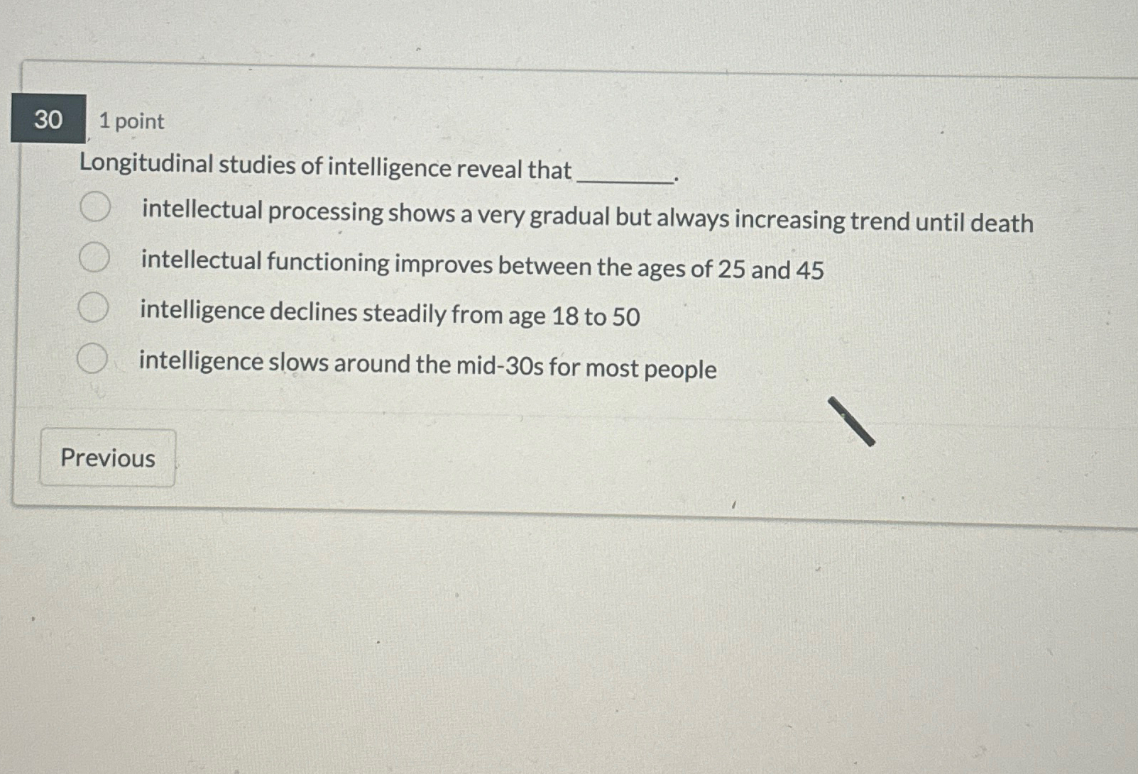Solved 301 ﻿pointLongitudinal studies of intelligence reveal | Chegg.com