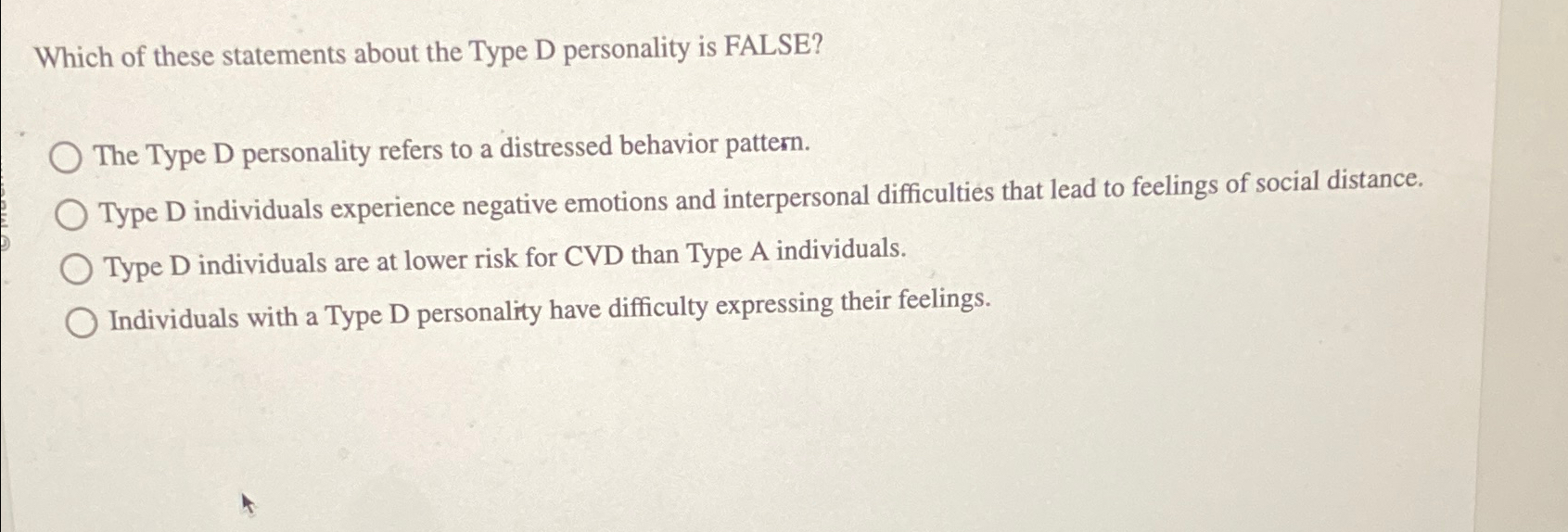Solved Which of these statements about the Type D | Chegg.com