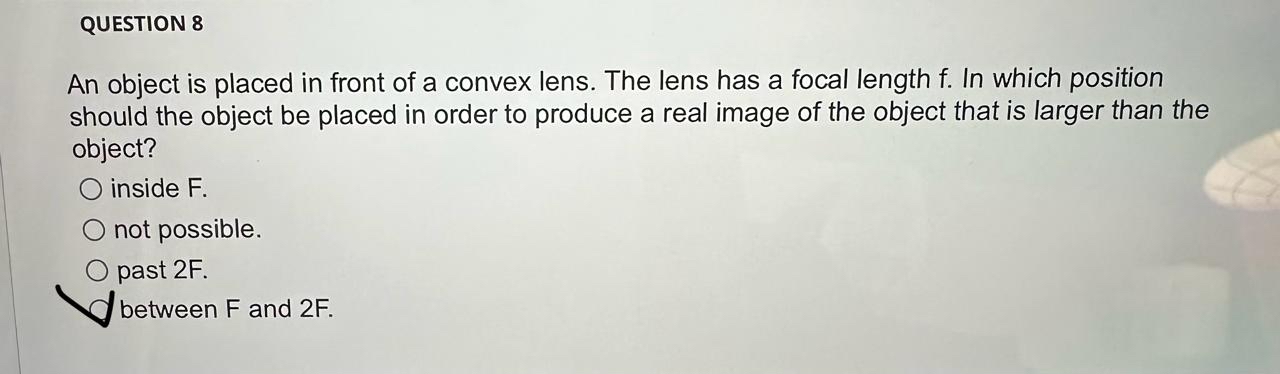 Solved QUESTION 8An object is placed in front of a convex | Chegg.com