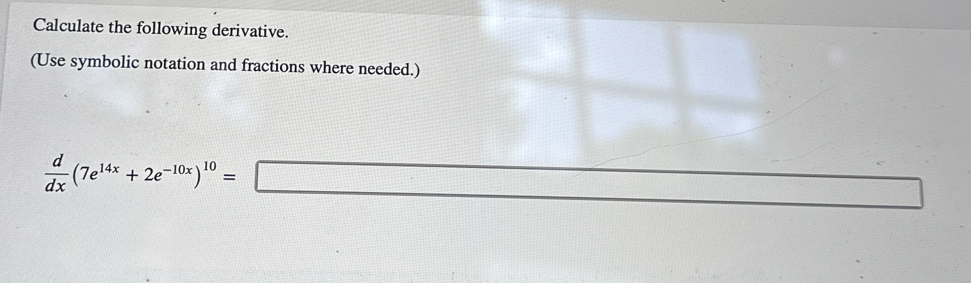 Solved Calculate the following derivative.(Use symbolic | Chegg.com