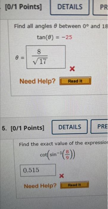 Solved a.) Find all angles theta between 0° and 18D degrees | Chegg.com