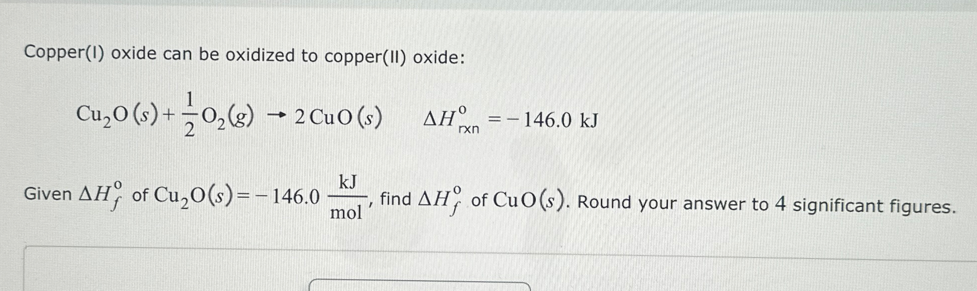 Solved Copper(I) ﻿oxide can be oxidized to copper(II) | Chegg.com