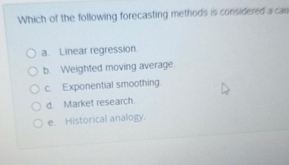 Solved Which of the following forecasting methods is | Chegg.com
