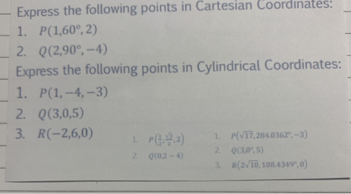 Solved Express the following points in Cartesian | Chegg.com