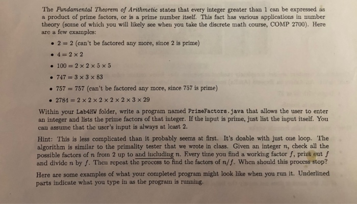Solved The Fundamental Theorem Of Arithmetic States That