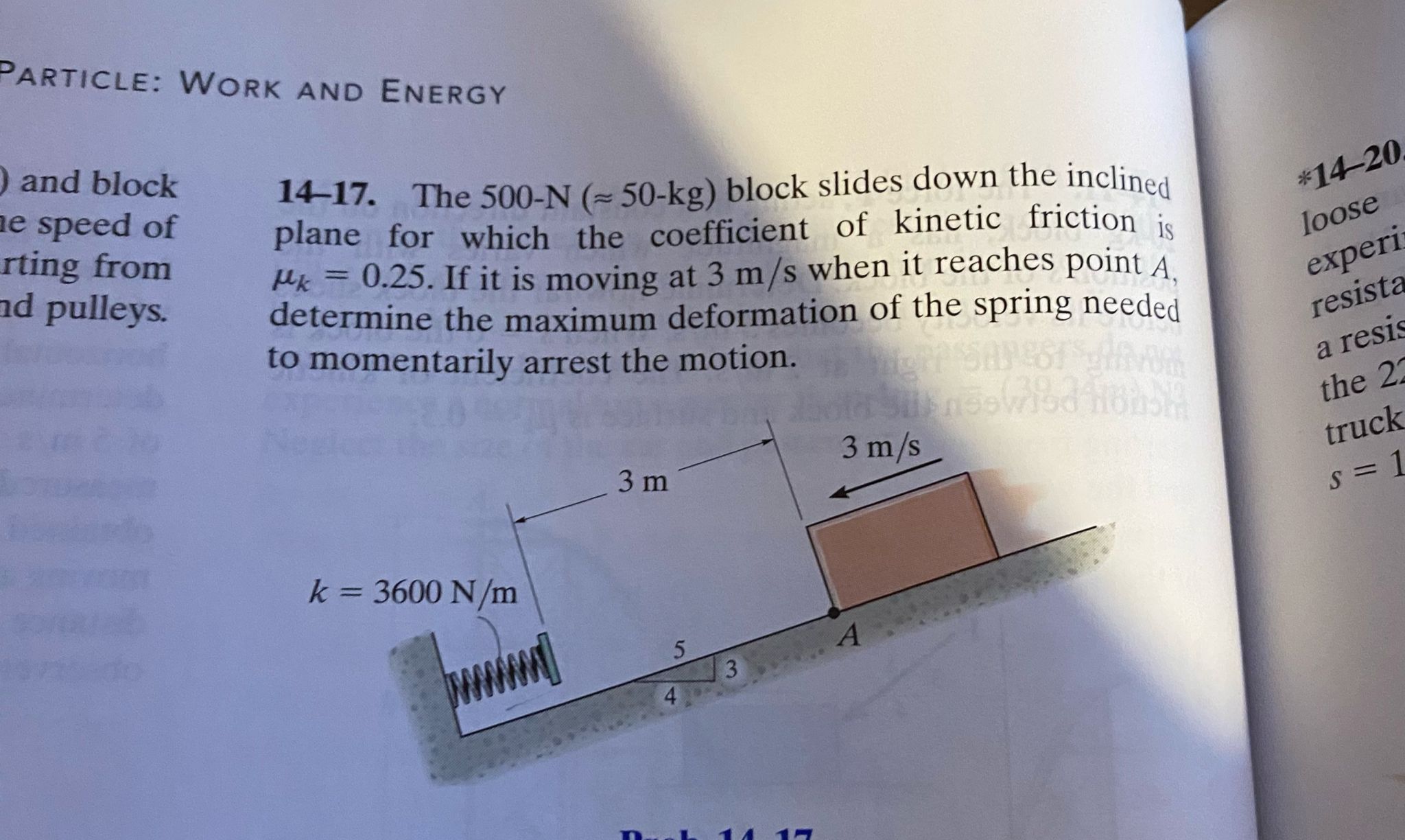 Solved The 500-N (= 50-kg) ﻿block slides down the inclined | Chegg.com