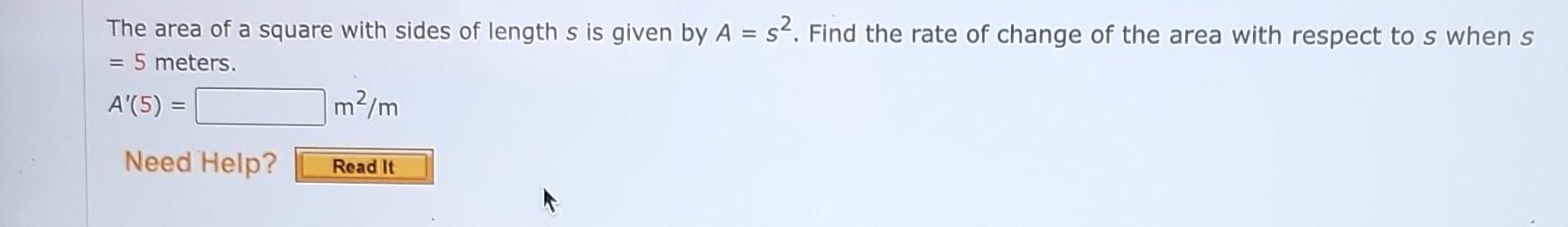 Solved The area of a square with sides of length s is given | Chegg.com