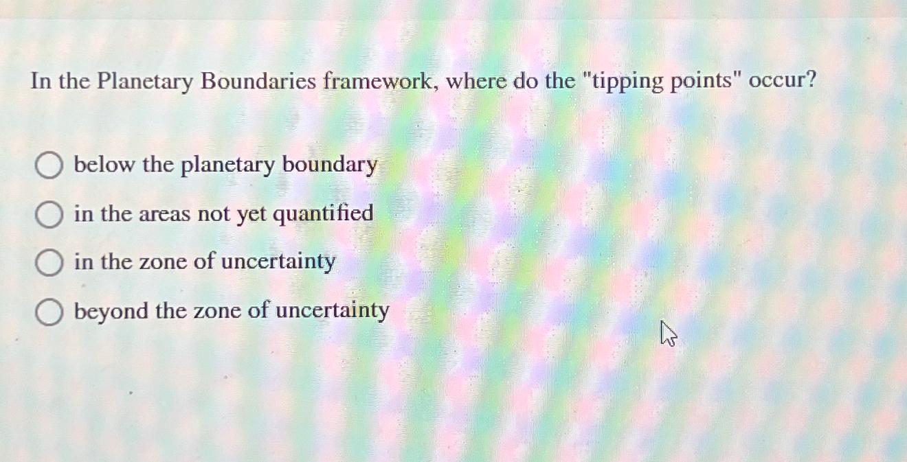 Solved In the Planetary Boundaries framework, where do the | Chegg.com