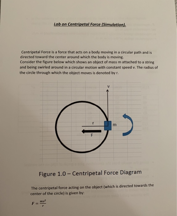 Solved Lab on Centripetal Force (Simulation). Centripetal | Chegg.com