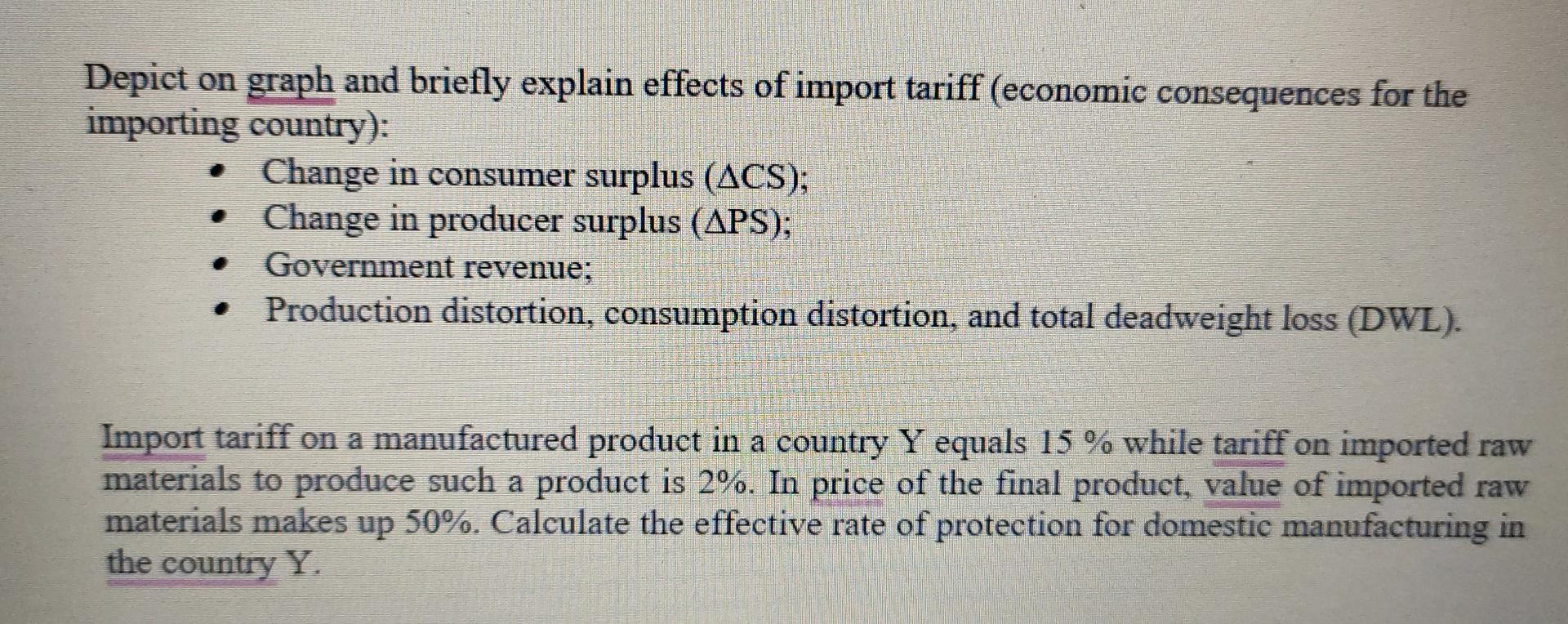 Solved Depict on graph and briefly explain effects of import | Chegg.com