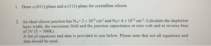 Solved 1. Draw a (011) plane and a (111) plane for | Chegg.com