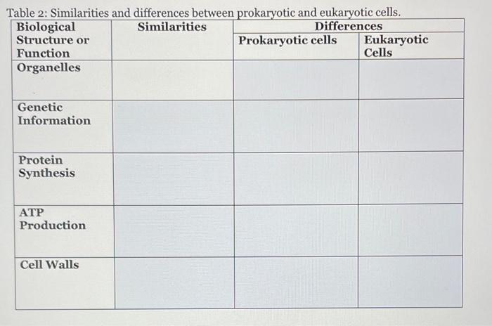 Solved Table 2: Similarities and differences between | Chegg.com