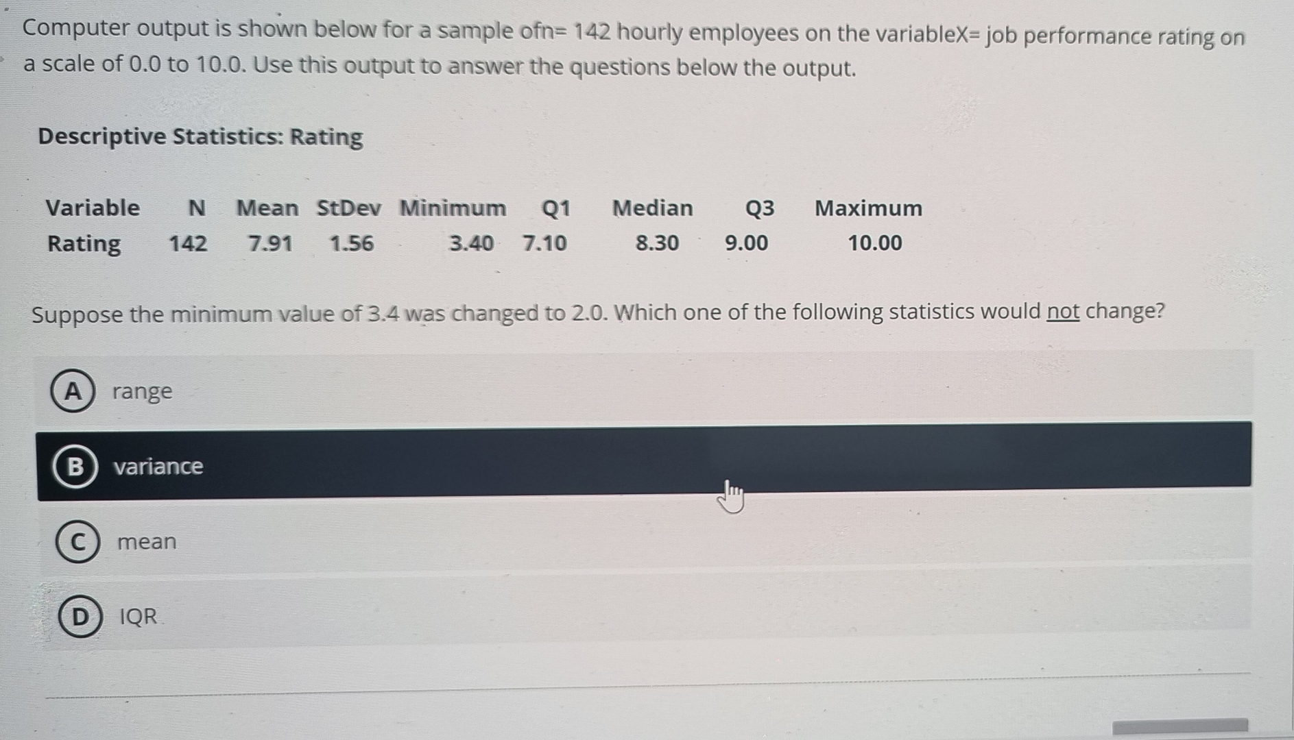 Solved Computer output is shown below for a sample ofn= 142 | Chegg.com
