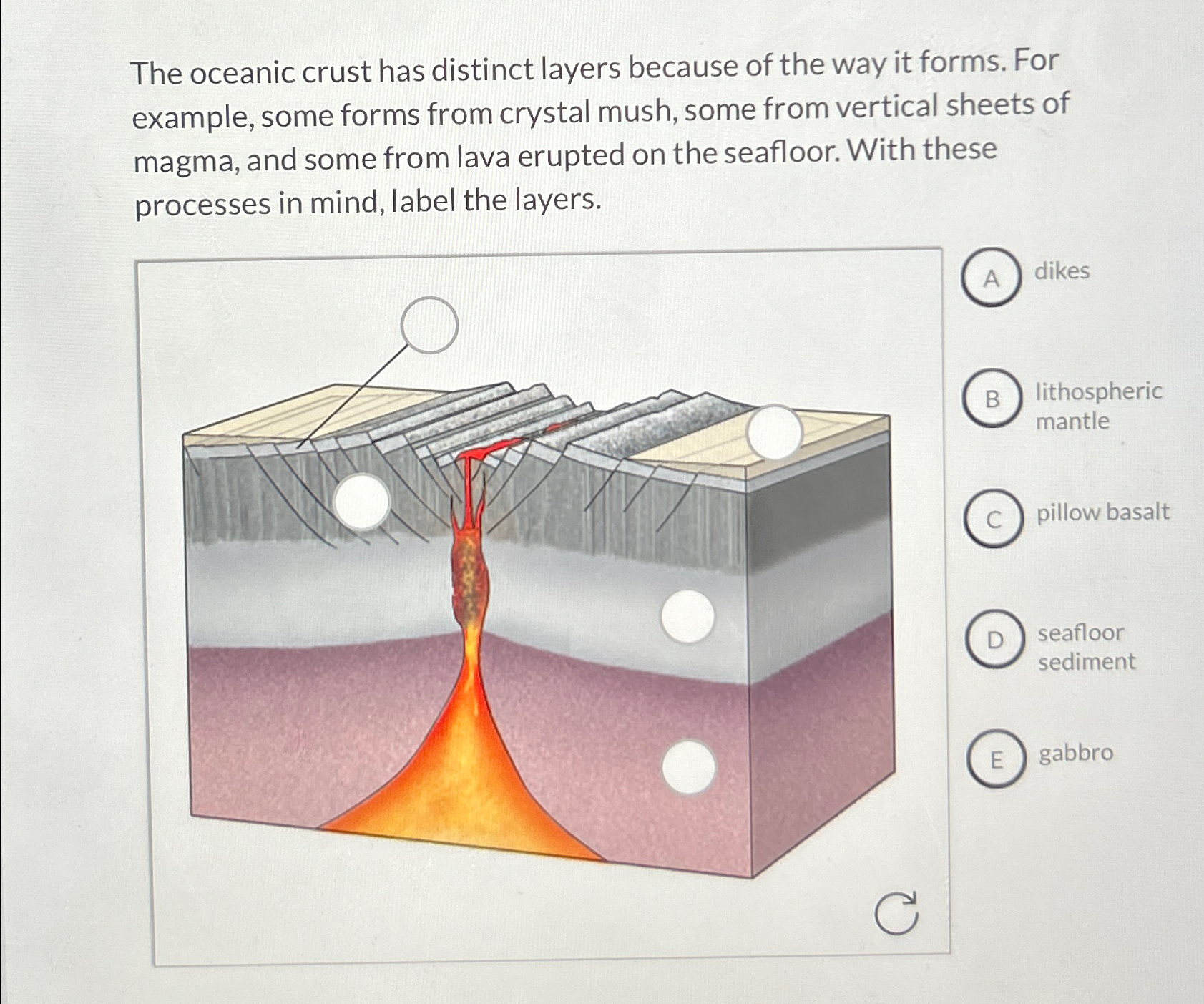 Solved The oceanic crust has distinct layers because of the | Chegg.com