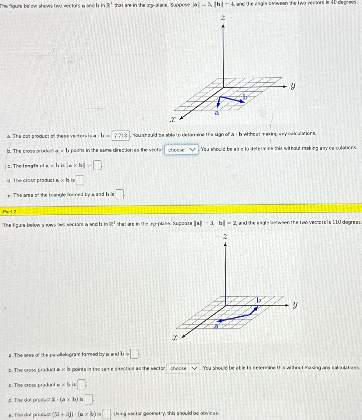 Solved The figure below shows two vectors a and b ﻿in R3 | Chegg.com