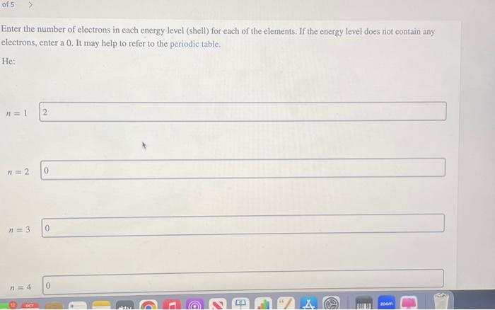 Solved n=1 n= n=3 n=4Enter the number of electrons in each | Chegg.com