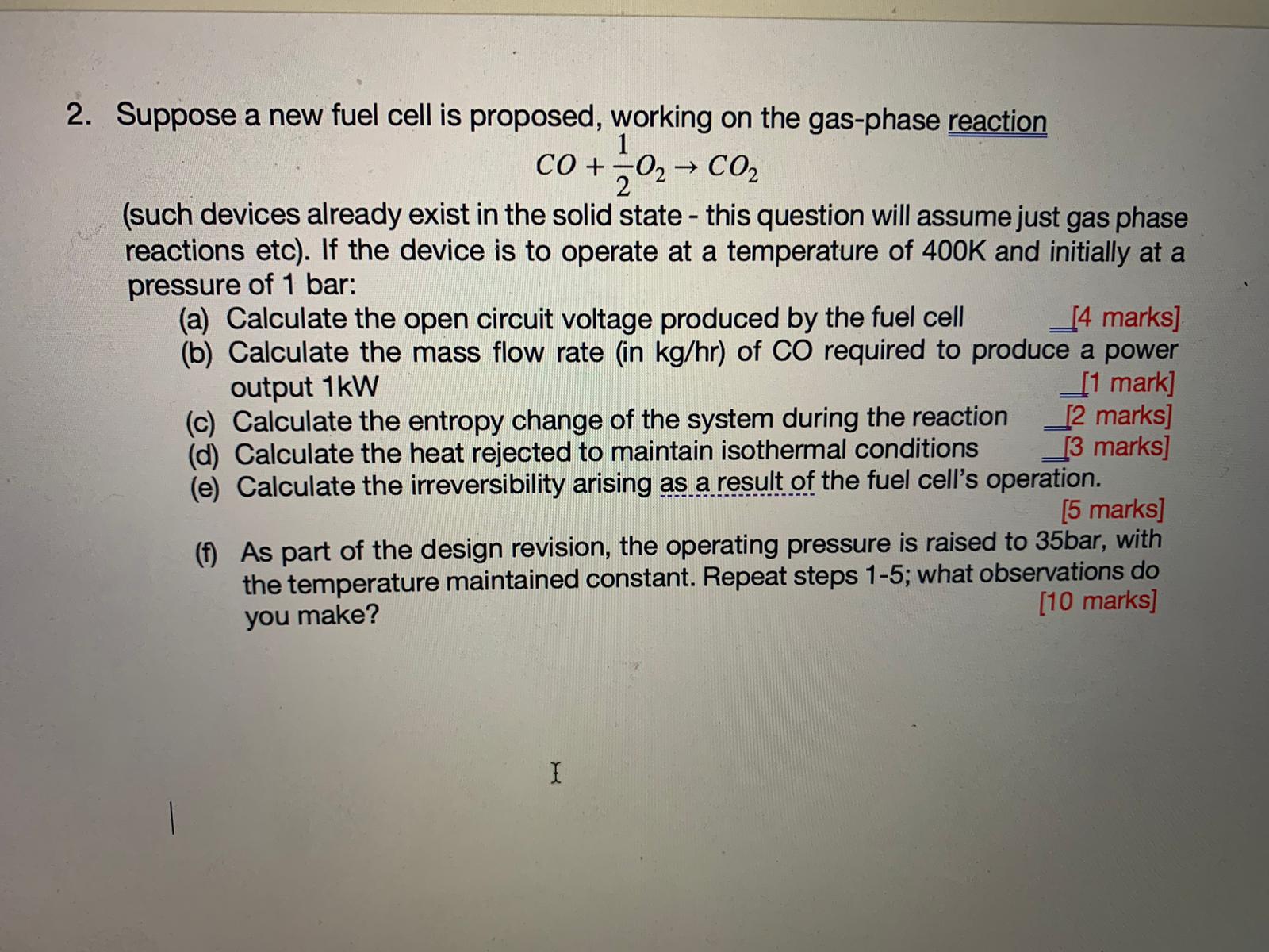 Solved Suppose a new fuel cell is proposed, working on the | Chegg.com