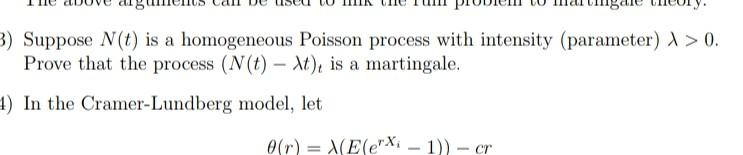 Solved 3) Suppose N(t) is a homogeneous Poisson process with | Chegg.com