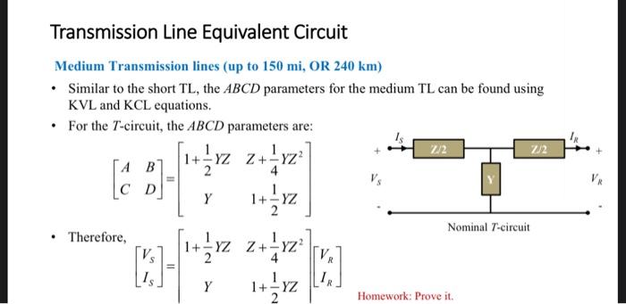 Solved Transmission Line Equivalent Circuit Medium | Chegg.com