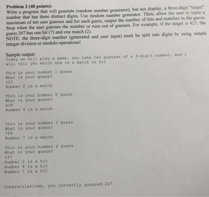 Solved Problem 2 40 Points Write A Program That Will 