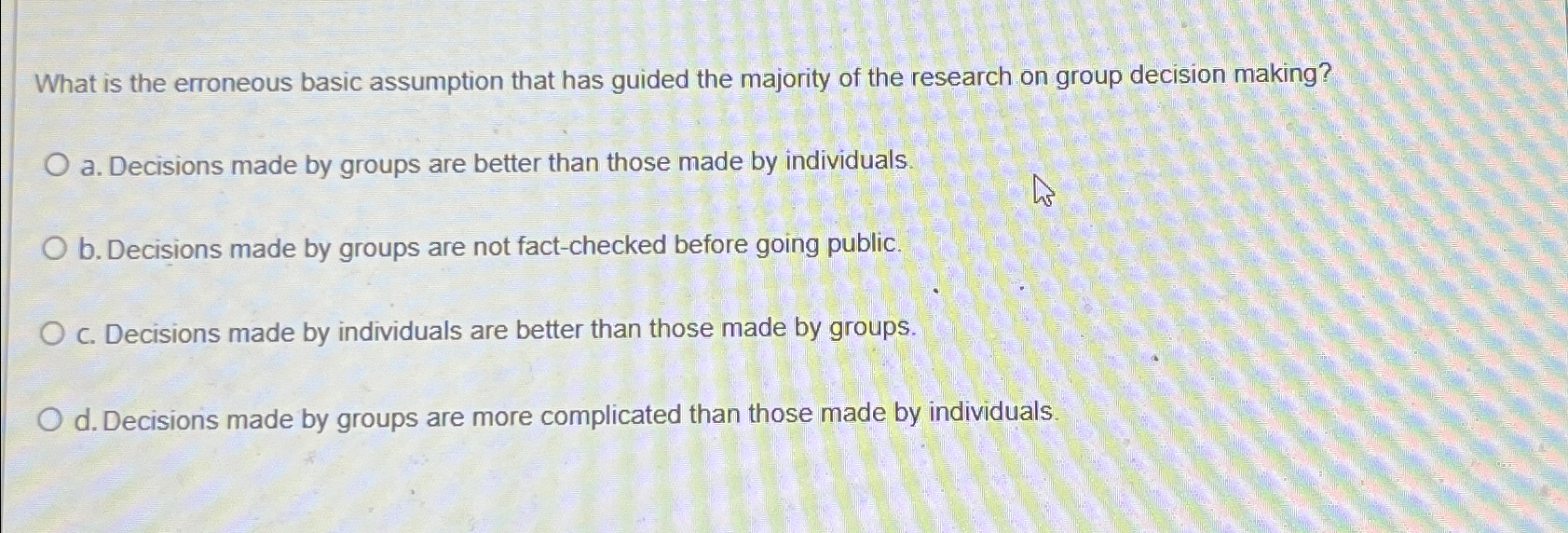 Solved What is the erroneous basic assumption that has | Chegg.com