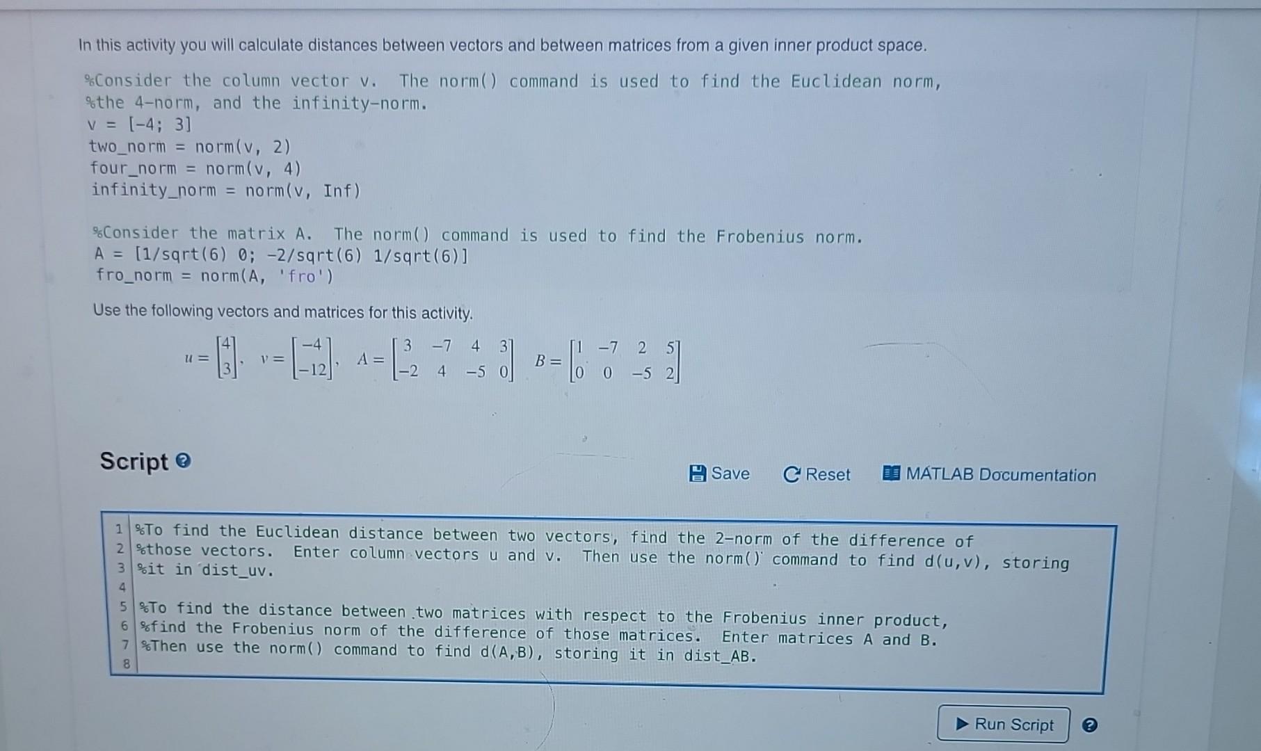 Solved In this activity you will calculate distances between | Chegg.com