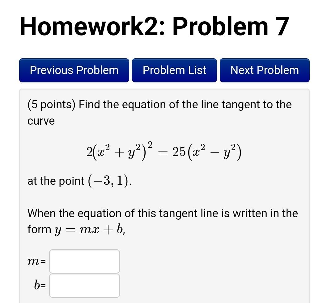 Solved (5 points) Find the equation of the line tangent to | Chegg.com