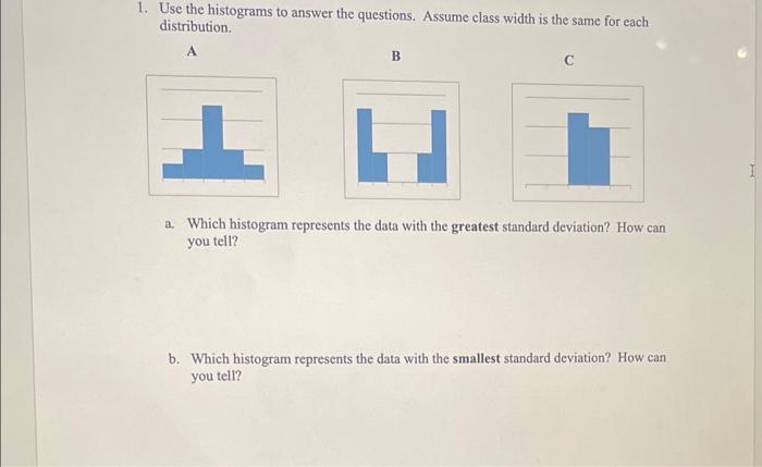 Solved 1. Use the histograms to answer the questions. Assume | Chegg.com