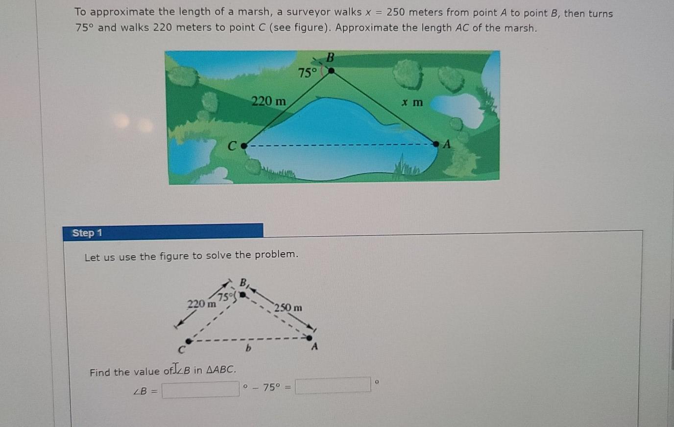 Solved To approximate the length of a marsh, a surveyor | Chegg.com