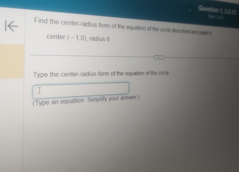Find the center-radius form of the equation of the | Chegg.com