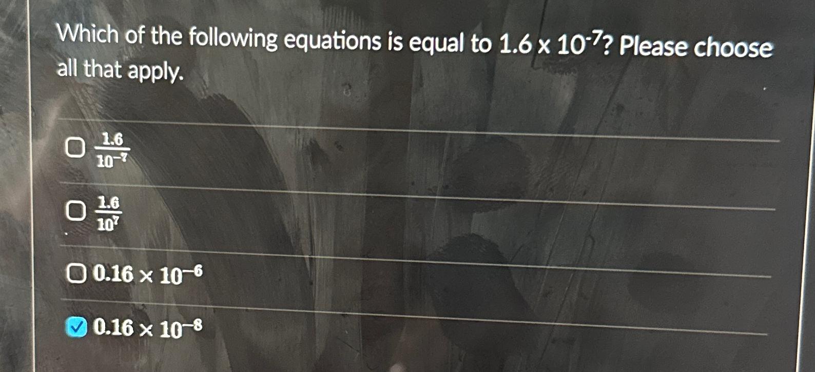 Solved Which of the following equations is equal to | Chegg.com