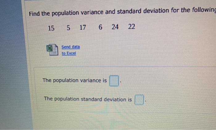 Solved Find the population variance and standard deviation | Chegg.com