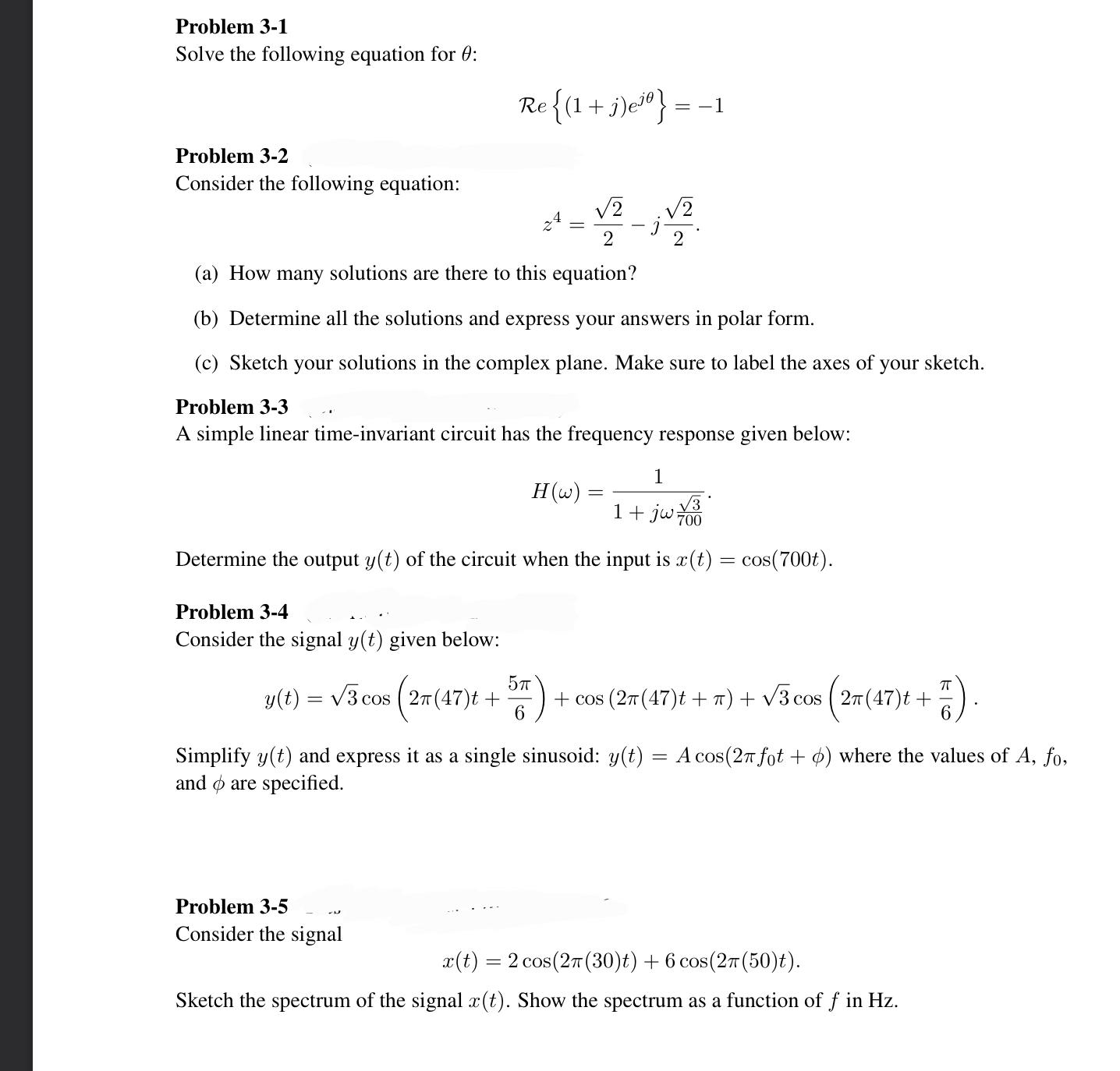 Solved Problem 3-1Solve the following equation for θ | Chegg.com