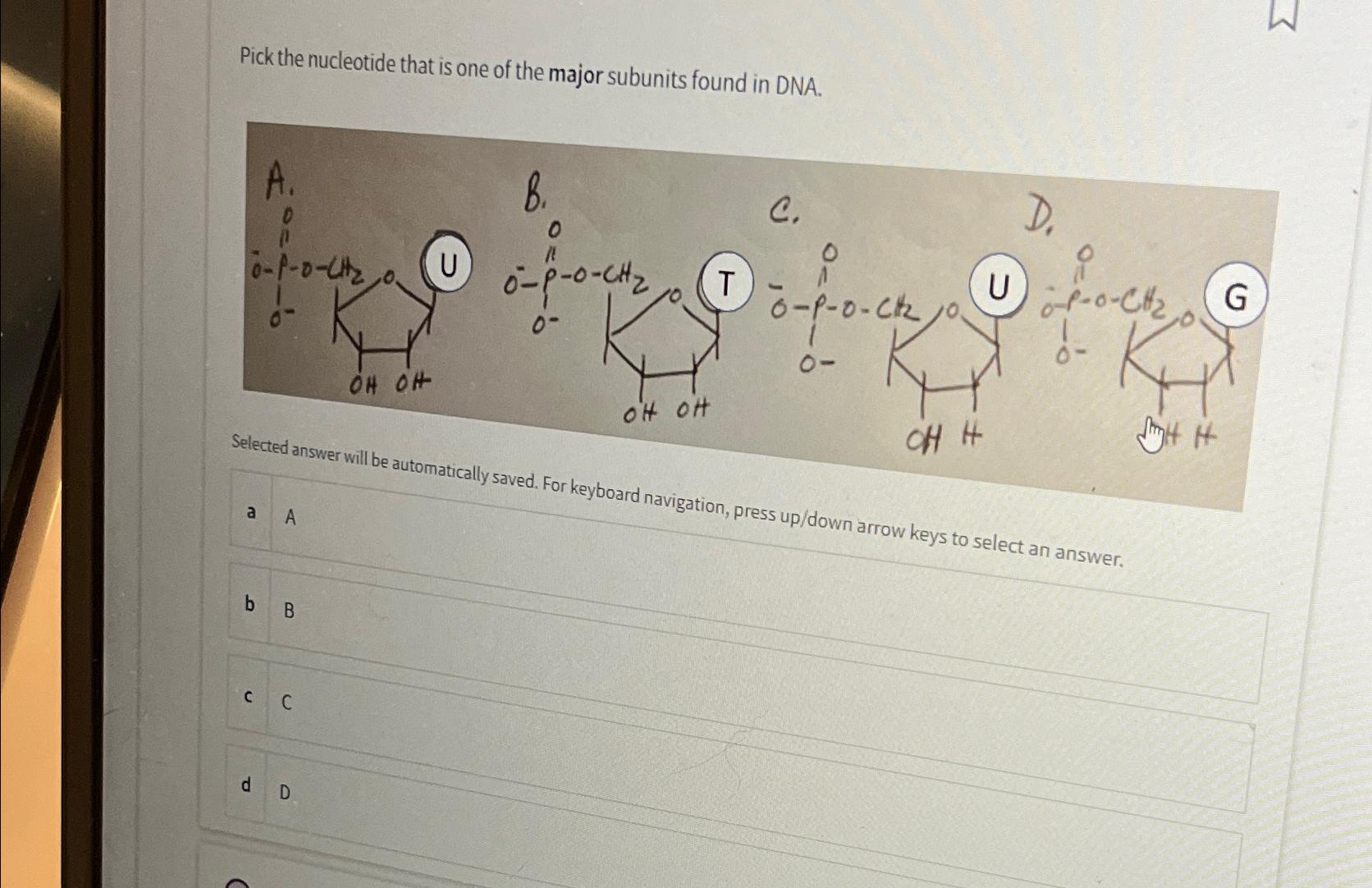 Solved Pick the nucleotide that is one of the major subunits | Chegg.com